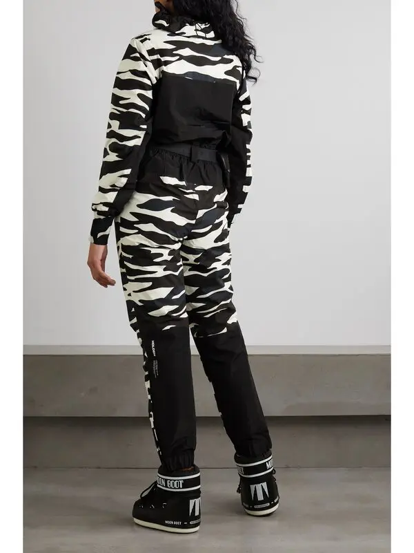 HOLDEN Powder Belted Zebra-print Recycled Ski Suit