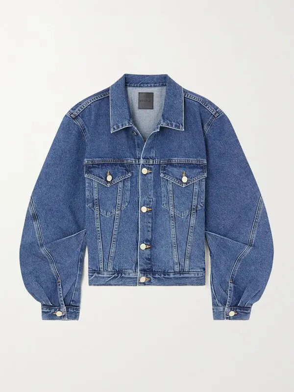GOLDSIGN Paneled Denim Jacket With Twisted Sleeves