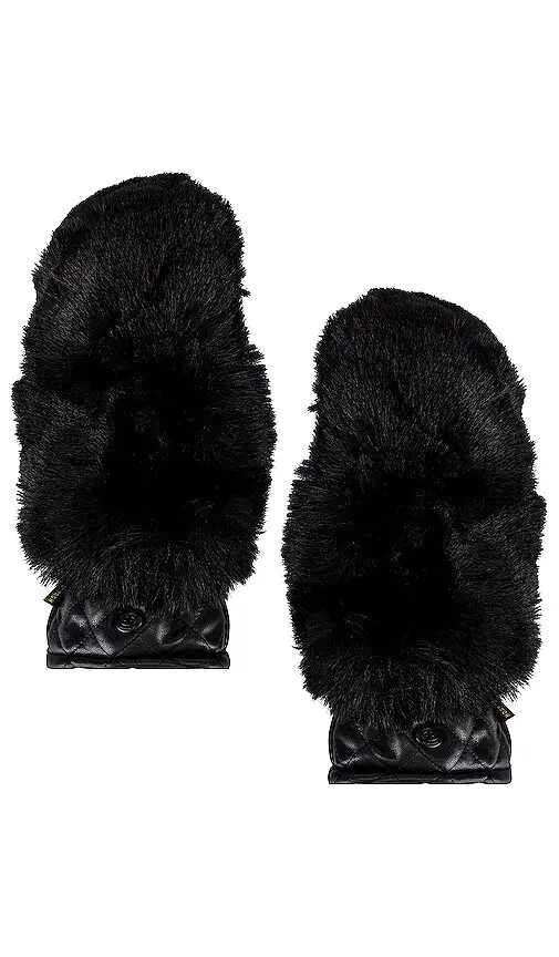 Goldbergh Hill Faux Fur Mittens - Black