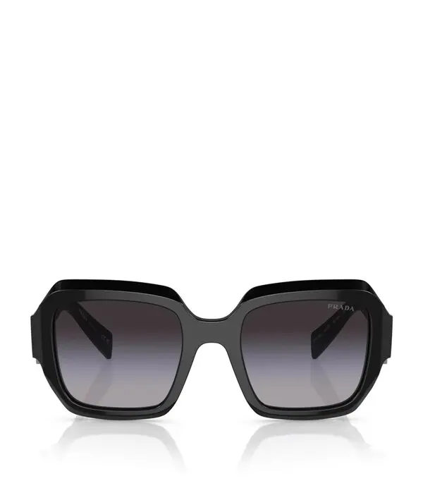 Prada Acetate Geometric Frame Sunglasses - Black