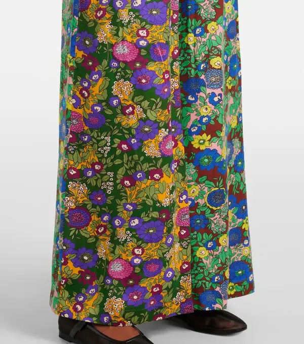 ALEMAIS Printed Silk Satin Wide-leg Pants