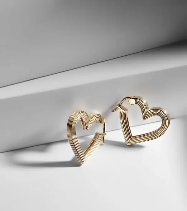 SYDNEY EVAN 14kt White Gold Fluted Heart Earrings