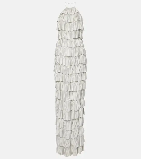 TOM FORD Tiered Ruffled Gown - Grey