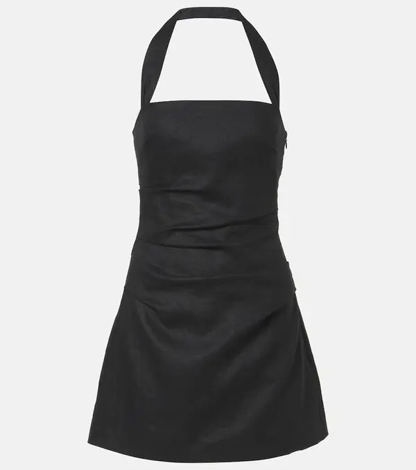 SIR. Halterneck Linen Mini Dress - Black