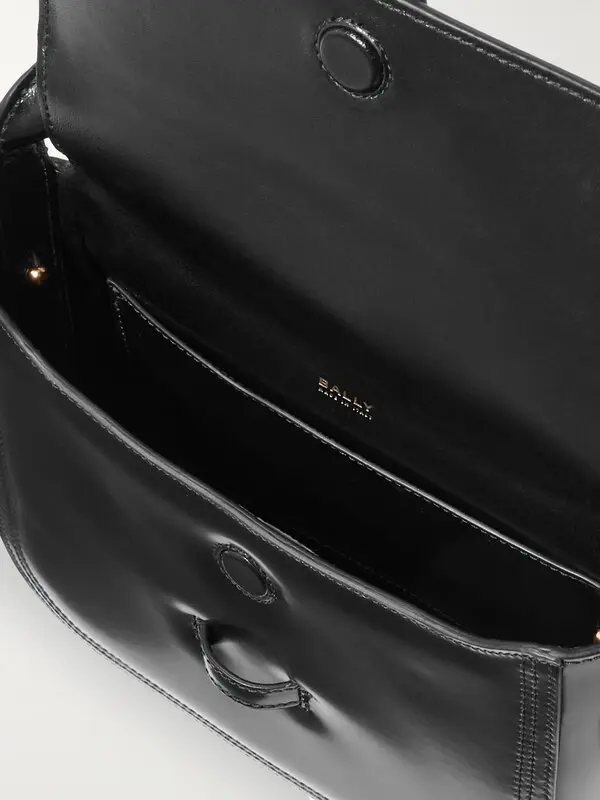 Bally Beckett Flat Mini Glossed-leather Tote - Black