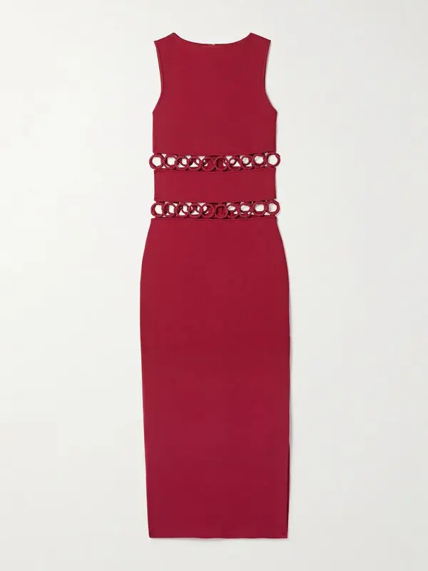 Cult Gaia River Cutout Embellished Stretch-knit Midi Dress - Red