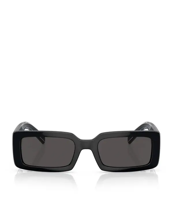 Dolce & Gabbana Rectangular Full Rim Sunglasses With Logo Detail - Black