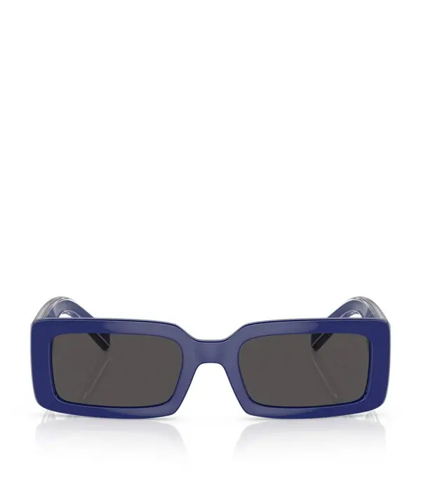 Dolce & Gabbana Rectangular Full Rim Sunglasses With Logo Detail - Blue