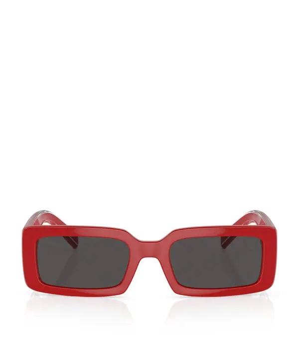 Dolce & Gabbana Rectangular Full Rim Sunglasses With Logo Detail - Red