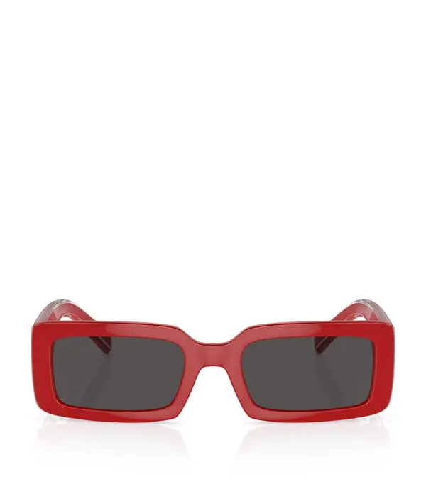 Dolce & Gabbana Rectangular Full Rim Sunglasses With Logo Detail - Red