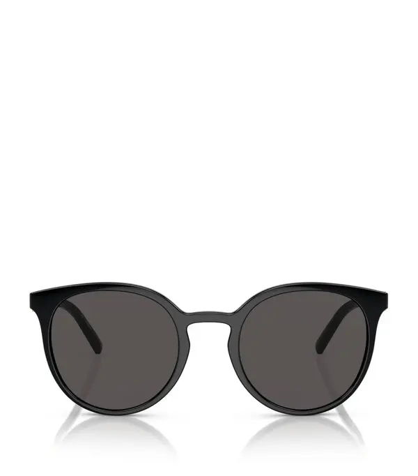 Dolce & Gabbana Round Frame Sunglasses With Gold Tone Detail - Black