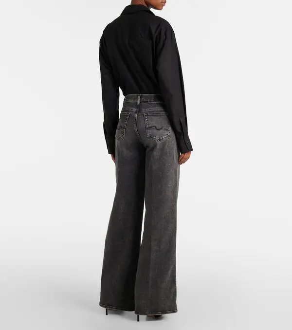 7 For All Mankind High-rise Wide-leg Jeans In Night Out Wash