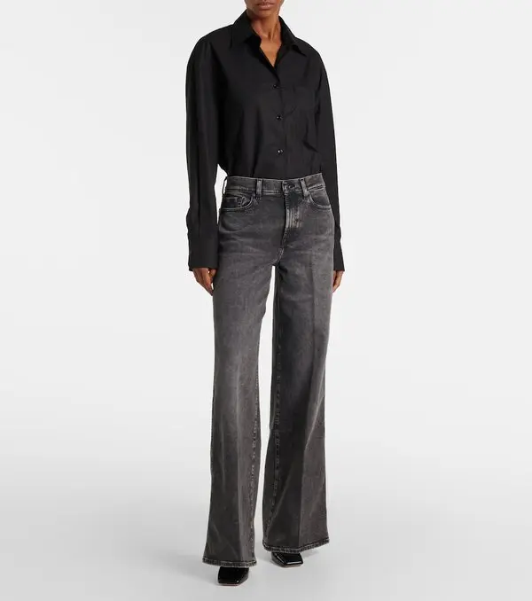 7 For All Mankind High-rise Wide-leg Jeans In Night Out Wash