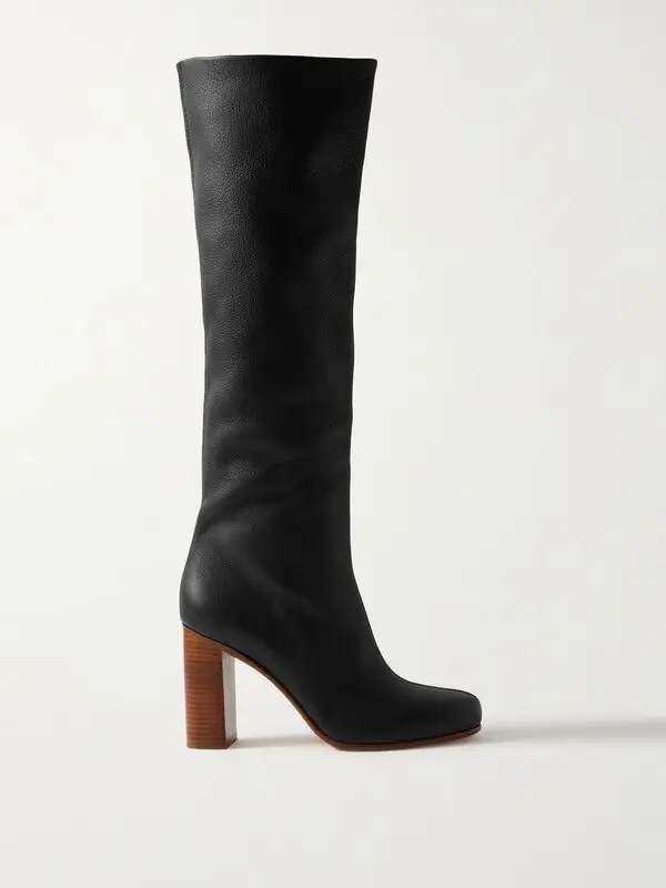 Khaite Willow Textured-leather Knee High Boots - Black
