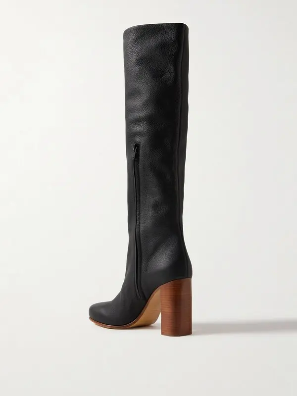 Khaite Willow Textured-leather Knee High Boots - Black