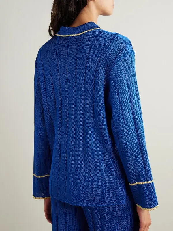Calle Del Mar Ribbed Knit Shirt With Contrasting Trim