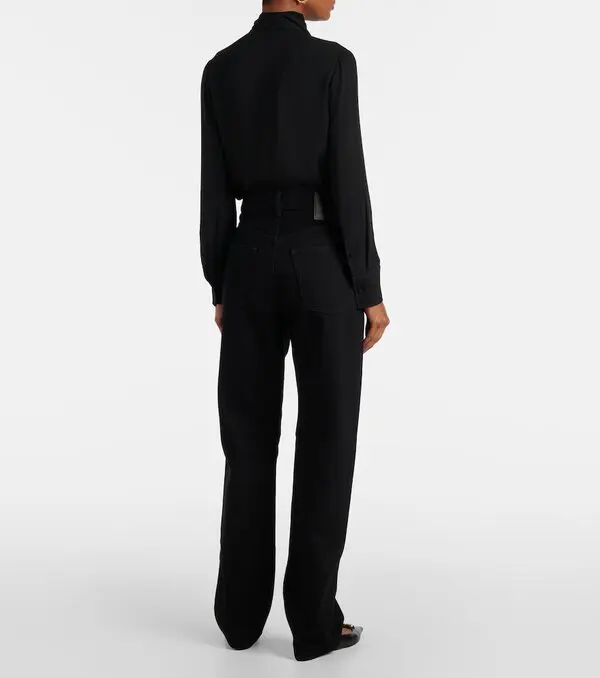 Valentino Garavani High-rise Straight Leg Jeans In Nero