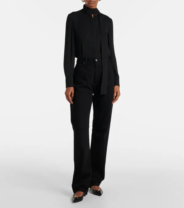 Valentino Garavani High-rise Straight Leg Jeans In Nero