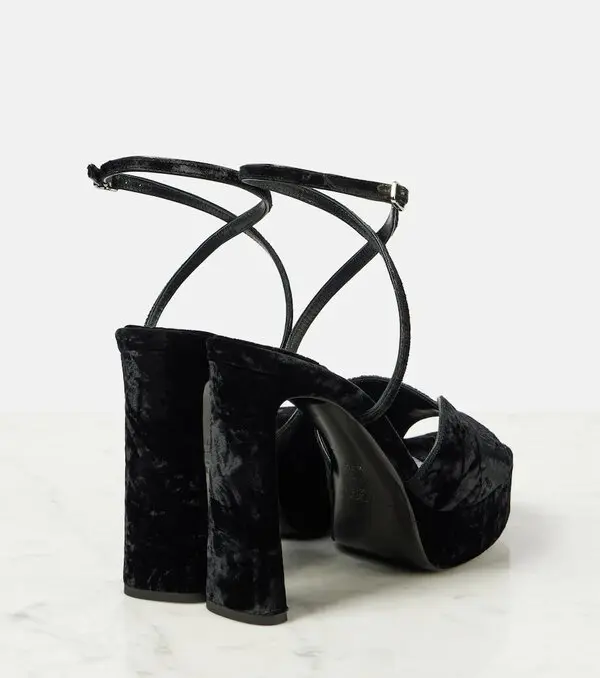 JIMMY CHOO Karli 125 Velvet Platform Sandals - Black