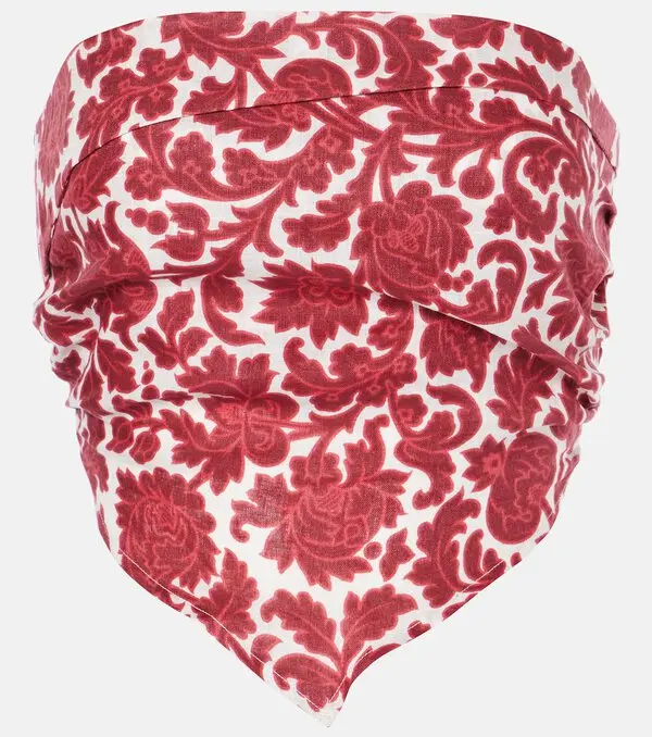 Faithfull The Brand Antibes Floral Linen Bandeau Top