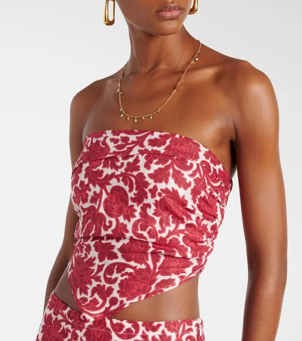 Faithfull The Brand Antibes Floral Linen Bandeau Top