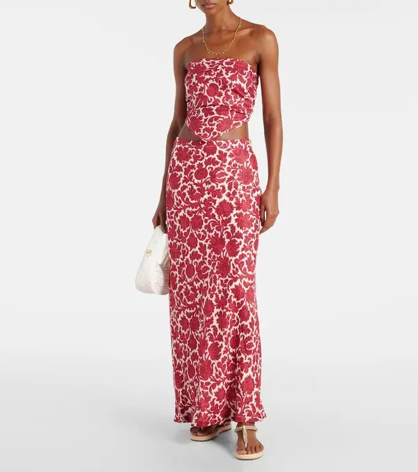 Faithfull The Brand Antibes Floral Linen Bandeau Top