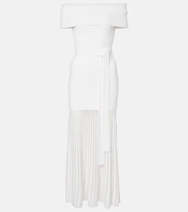 Rebecca Vallance Mariana Knitted Off-shoulder Midi Dress - White