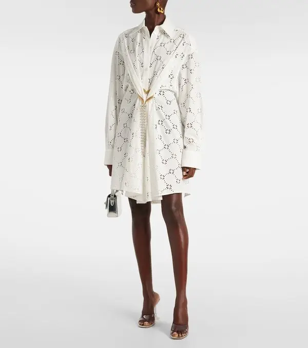 AREA Draped Cotton Shirt Dress
