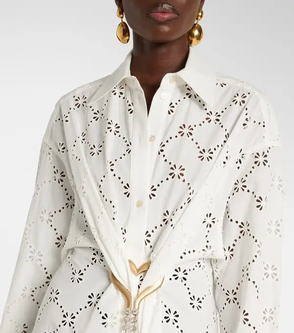 AREA Draped Cotton Shirt Dress