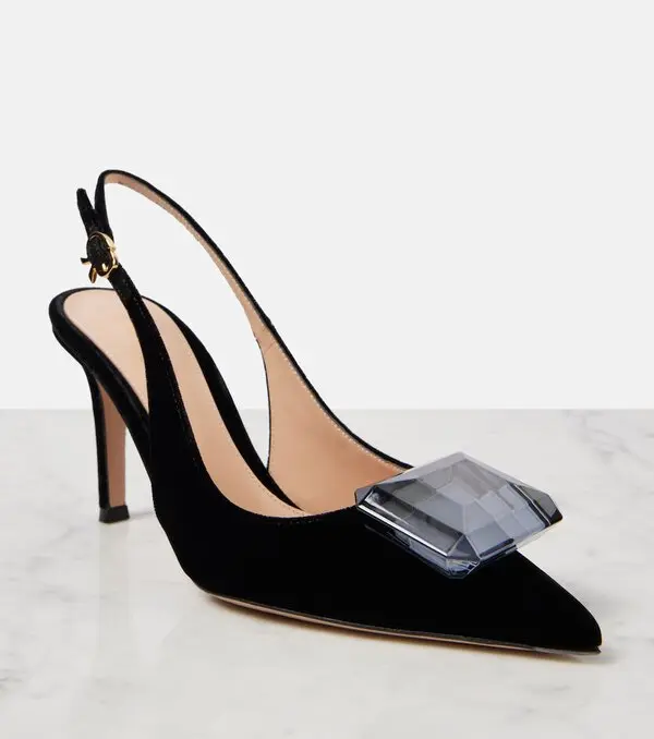 GIANVITO ROSSI Jaipur 85 Velvet Slingback Pumps
