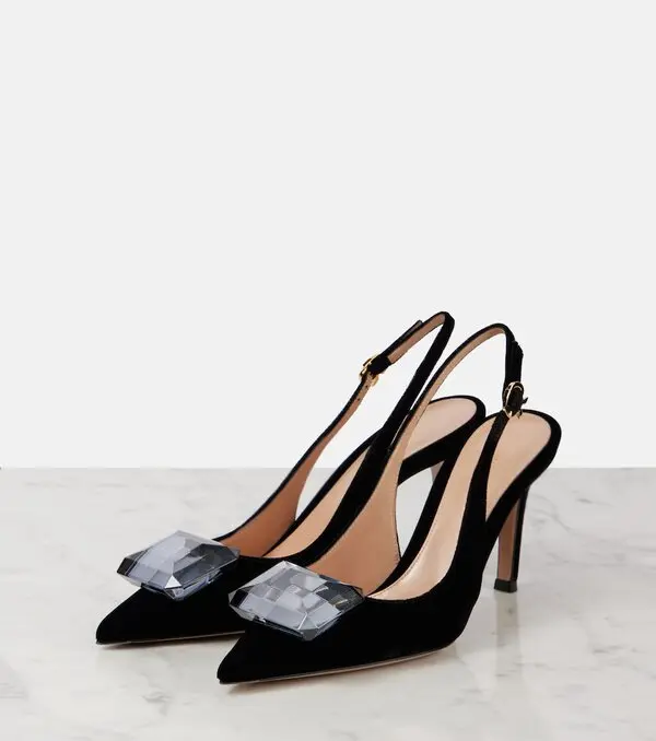 GIANVITO ROSSI Jaipur 85 Velvet Slingback Pumps