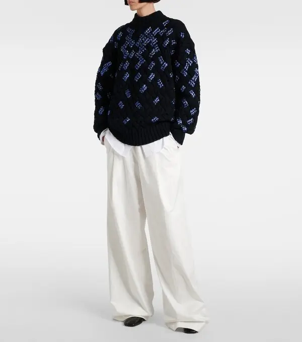 Dries Van Noten Sequined Virgin Wool Sweater