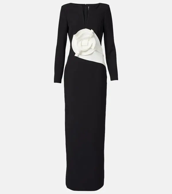 Roland Mouret Floral-applique Crepe Gown - Black