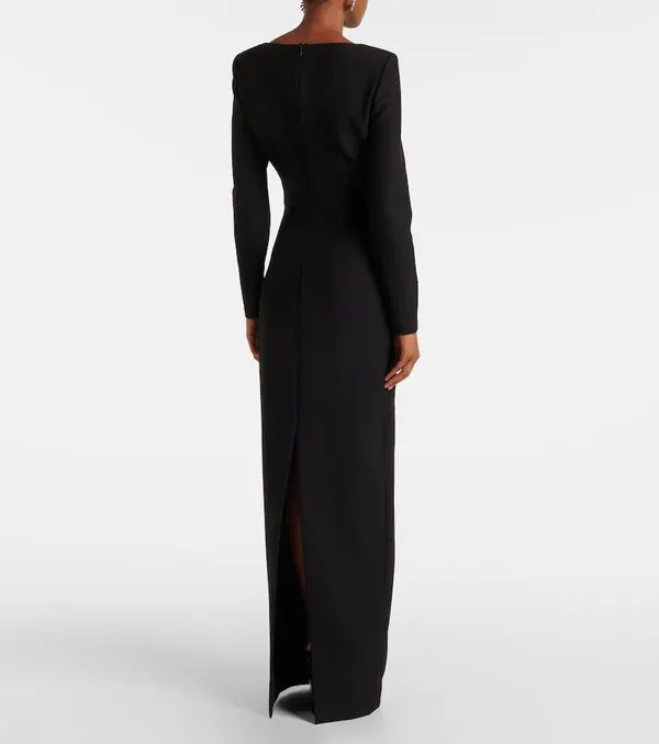 Roland Mouret Floral Applique Crepe Gown - Black