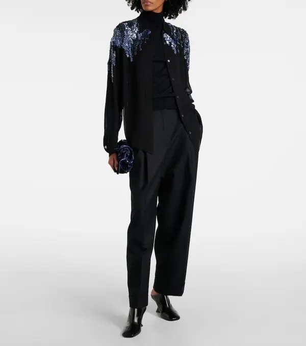 Dries Van Noten Sequined Chiffon Blouse