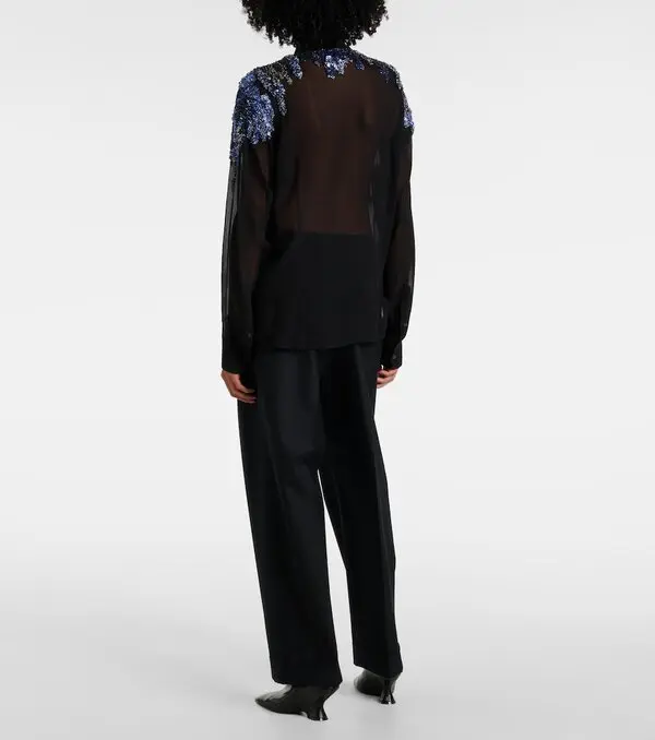 Dries Van Noten Sequined Chiffon Blouse