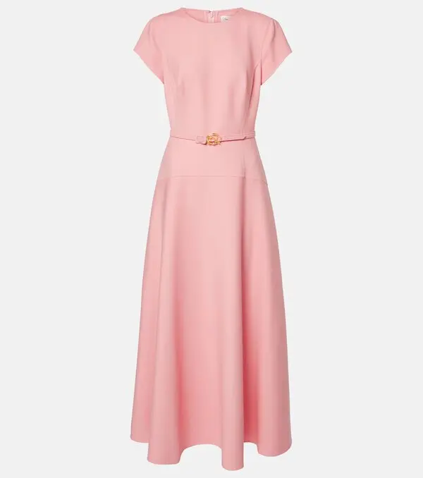 Oscar De La Renta Wool-blend Midi Dress - Blue