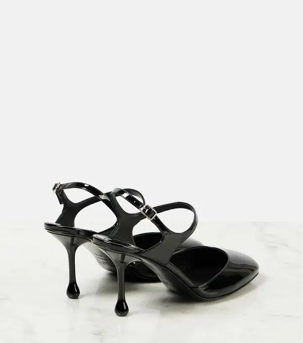JIMMY CHOO Pixie 80 Patent Leather Slingback Pumps - Black