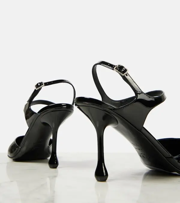 JIMMY CHOO Pixie 80 Patent Leather Slingback Pumps - Black