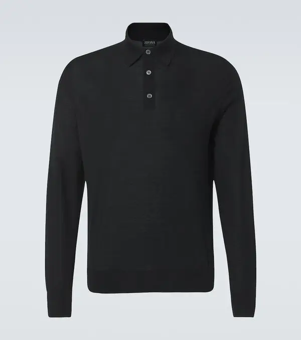 Zegna Wool Polo Shirt - Black