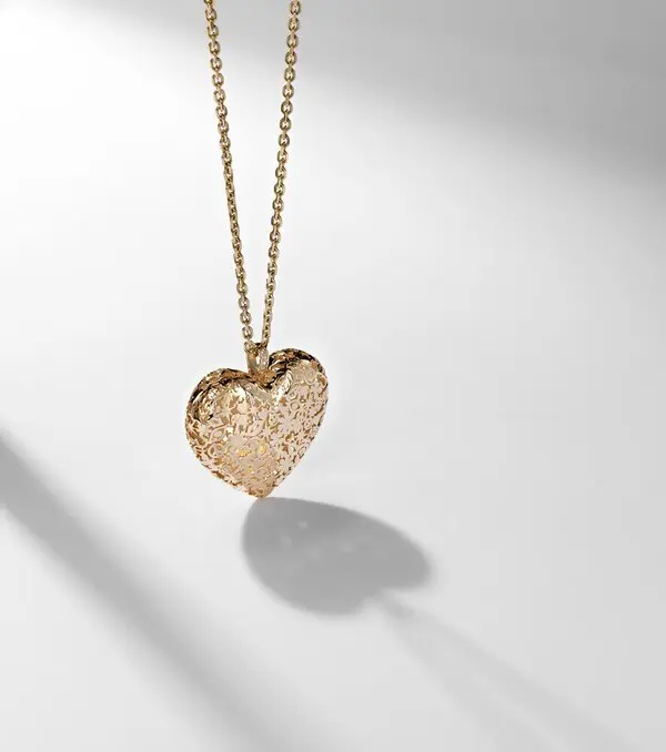 SYDNEY EVAN Puffy Icon Wallpaper Heart 14kt Yellow Necklace With Diamonds