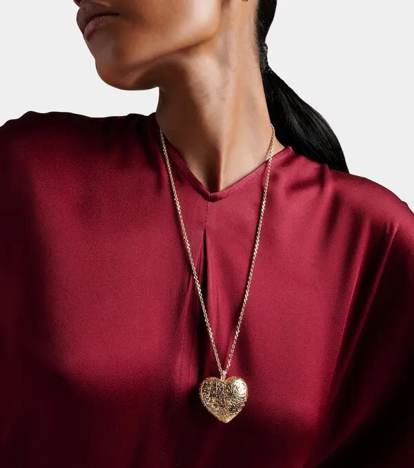 SYDNEY EVAN Puffy Icon Wallpaper Heart 14kt Yellow Necklace With Diamonds