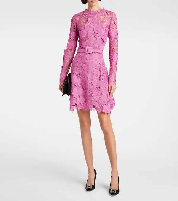 Oscar De La Renta Floral Lace Mini Dress