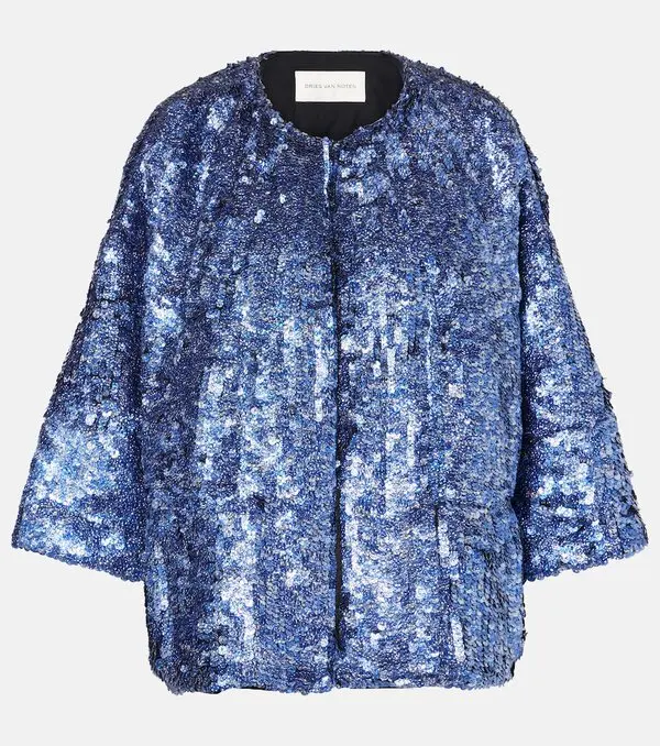 Dries Van Noten Sequined Jacket - Blue