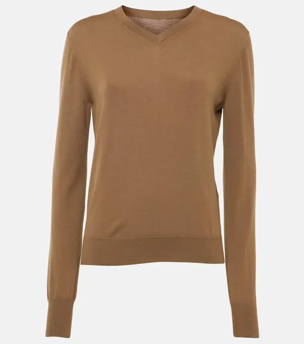 Khaite Senta V-neck Wool Sweater - Brown