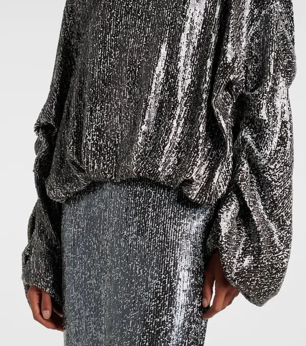 Dries Van Noten Sequined Gathered Blouse
