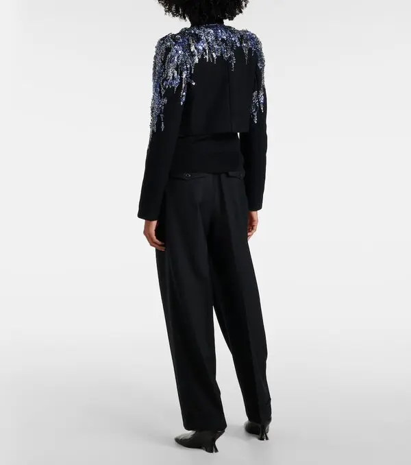 Dries Van Noten Sequined Cropped Wool-blend Jacket