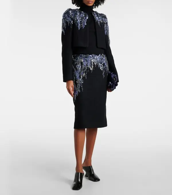 Dries Van Noten Sequined Cropped Wool-blend Jacket