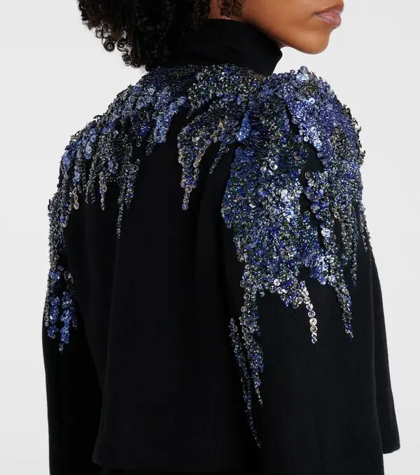 Dries Van Noten Sequined Cropped Wool-blend Jacket