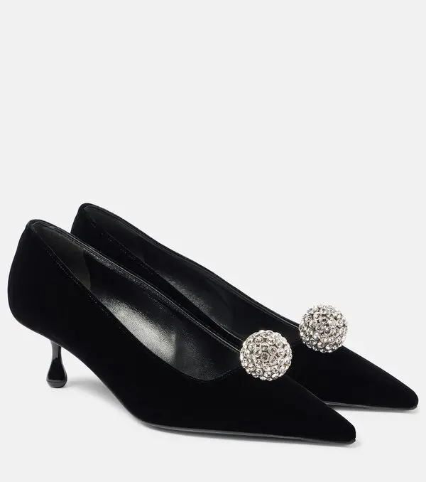 JIMMY CHOO Embellished Velvet Pointed Toe Pumps